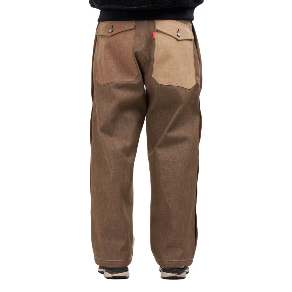 Side Pleat Patch-Panel Denim Jeans - Fortune WWD