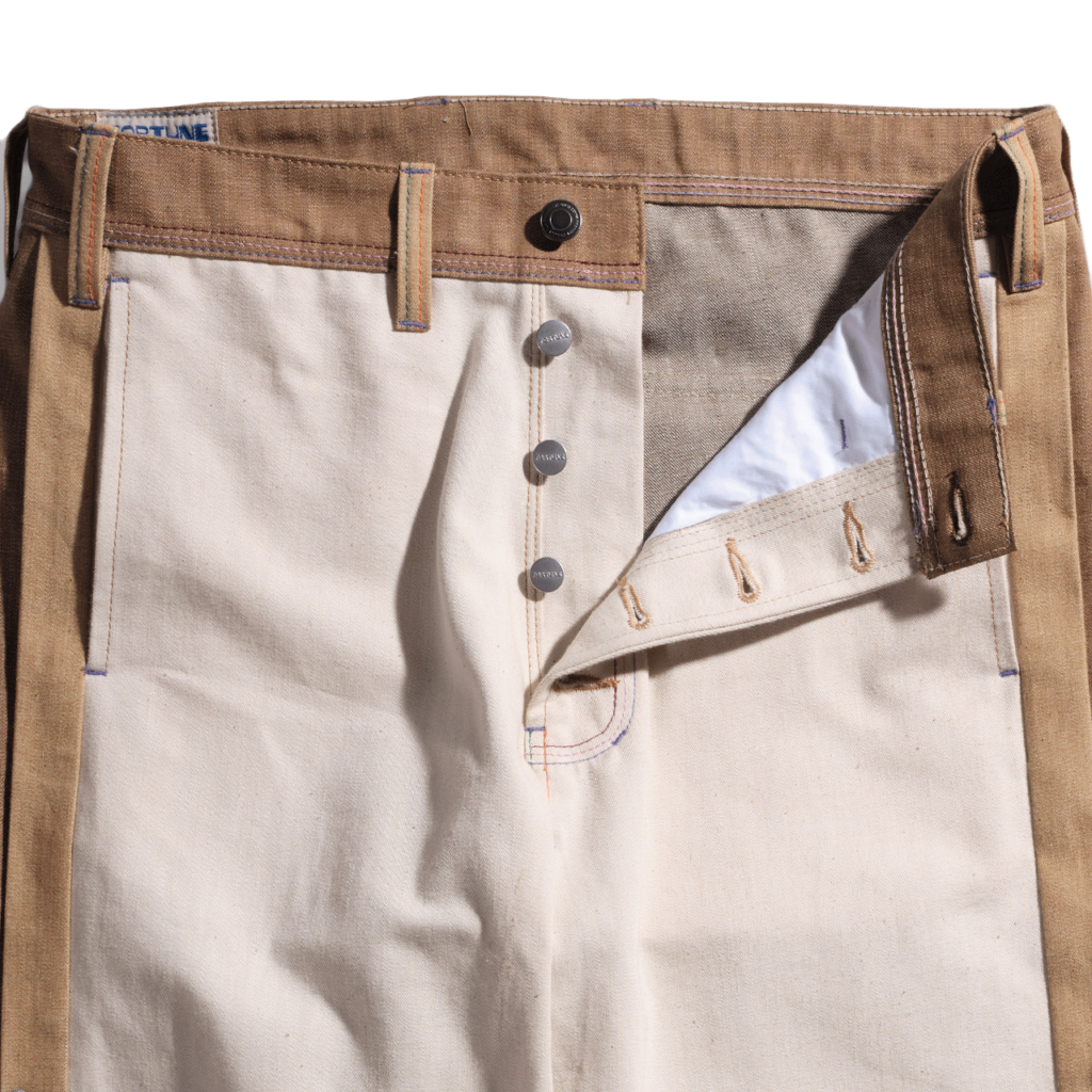 Side Pleat Patch-Panel Denim Jeans - Fortune WWD