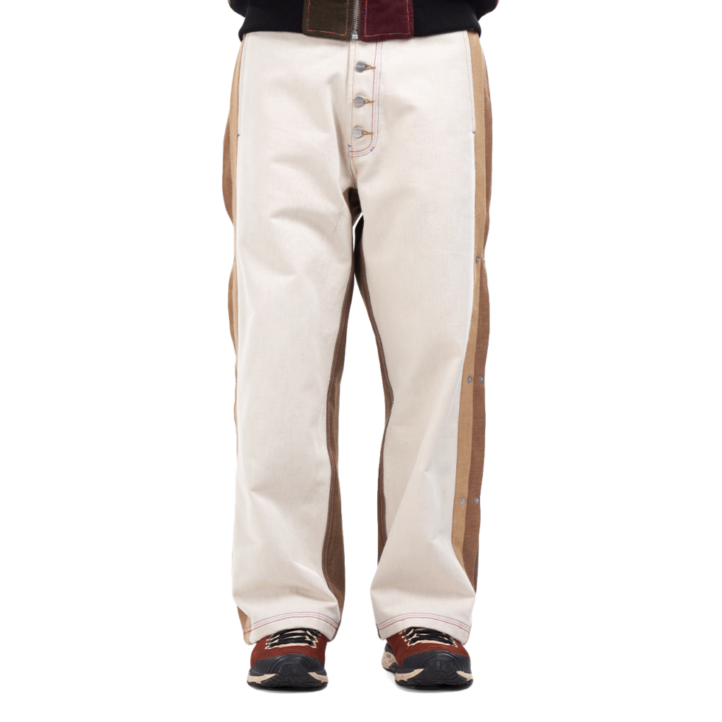 Side Pleat Patch-Panel Denim Jeans - Fortune WWD